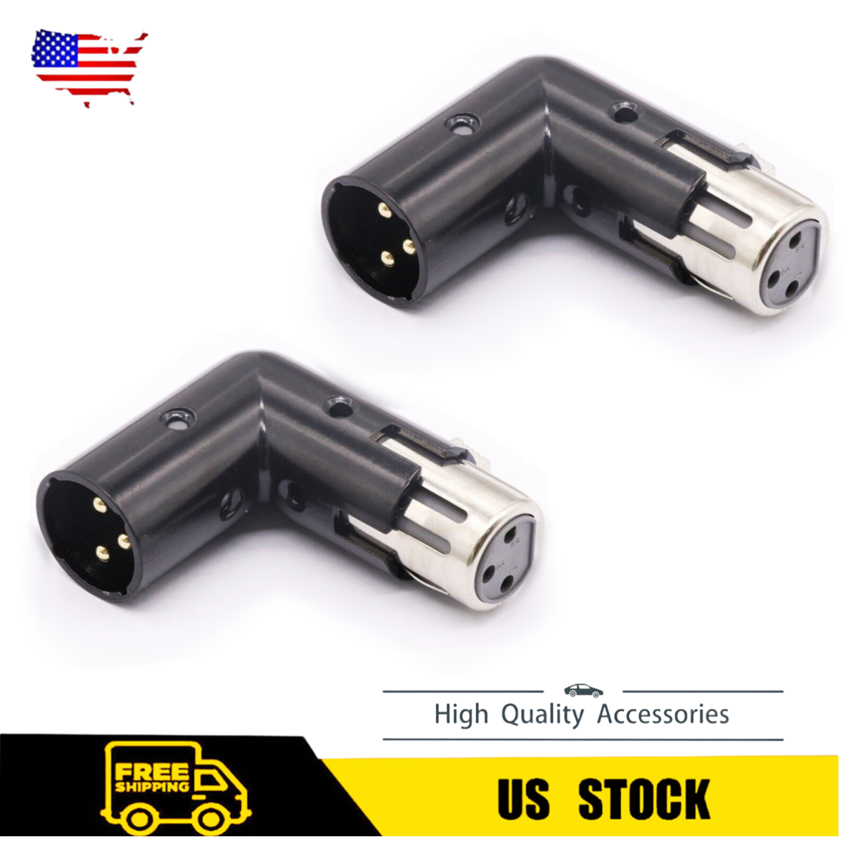 2PCS XLR Right Angle Adapter Male and Female Adjustable 4 Angle ...