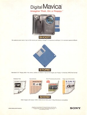 Sony 1998 Innovation 3.5" Floppy Disc For Cameras New Now Vtg Magazine ...