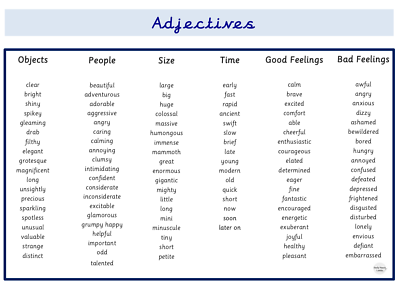 6th Grade Adjectives List Free Comparative Adjective Worksheets