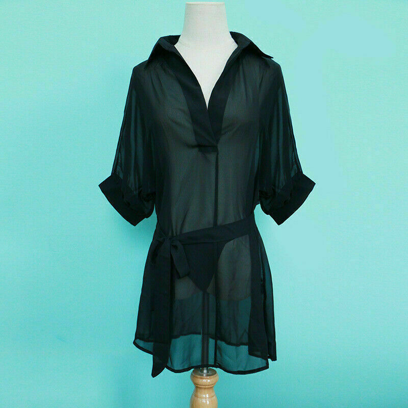 Women Sheer Sexy Shirt Tops Mesh Blouse Sleepwear See Thtough Sexy ...