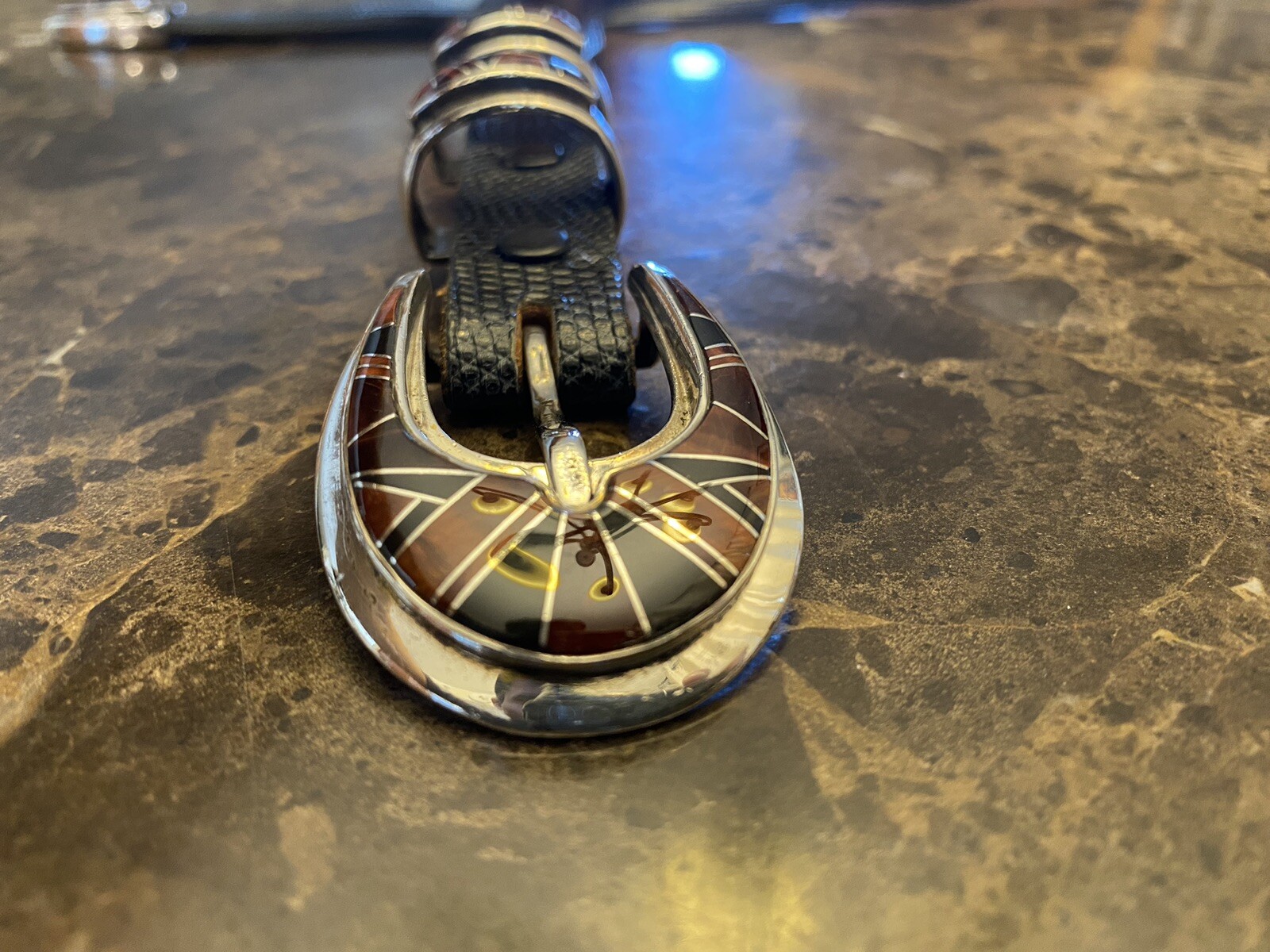 B.G. Mudd BGM Sterling Silver Inlay Multi Stone Ranger Belt Buckle set ...