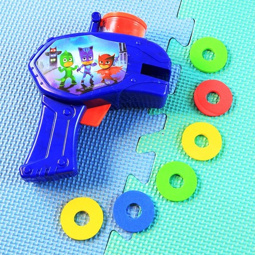 PJ MASKS KIDS SOFT DISC LAUNCHER SET,SHOOTER,W/ 6 FOAM DISCS,BLUE,AGES ...