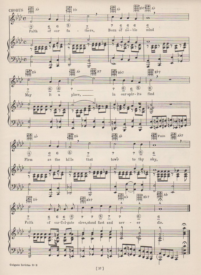 Vintage COLGATE UNIVERSITY song sheet "INVICTUS" -Hamilton NY - c1929 ...