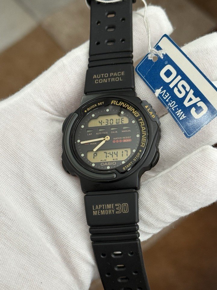 Rare Vintage Casio AW-70 Running Trainer Men’s Ana-Digi Sports Watch ...