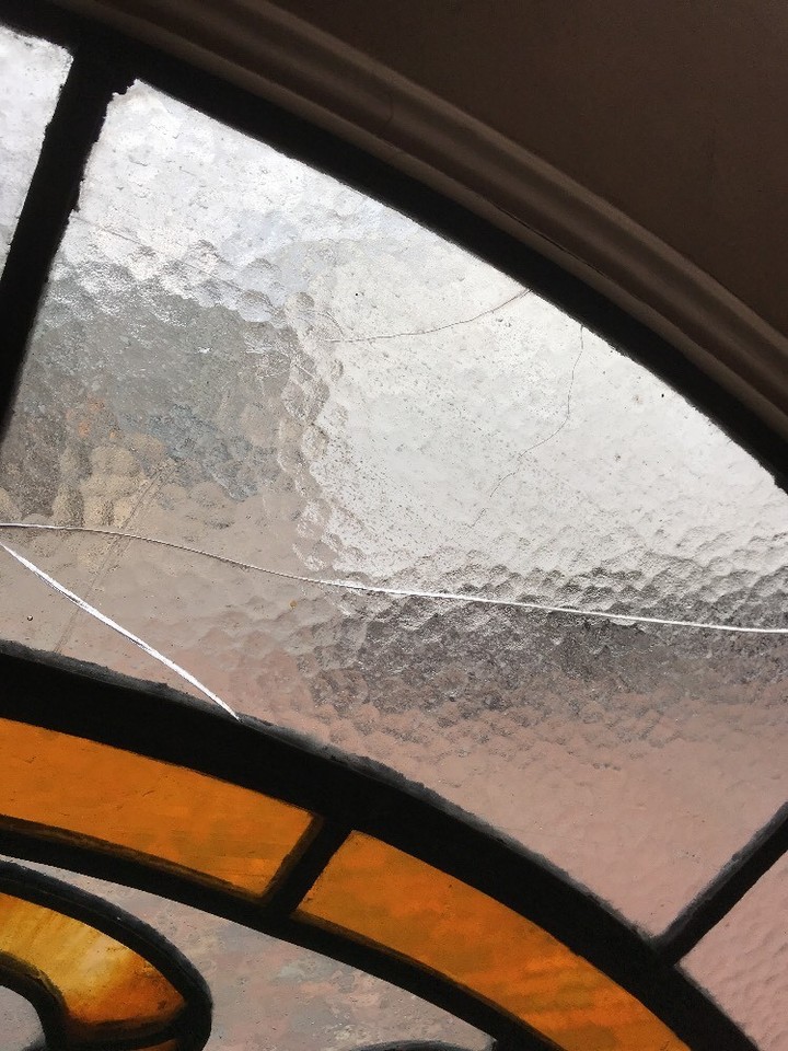 Sg 1638 Antique Painted And Fire Double Hung Arch Top Landing Window 76 ...