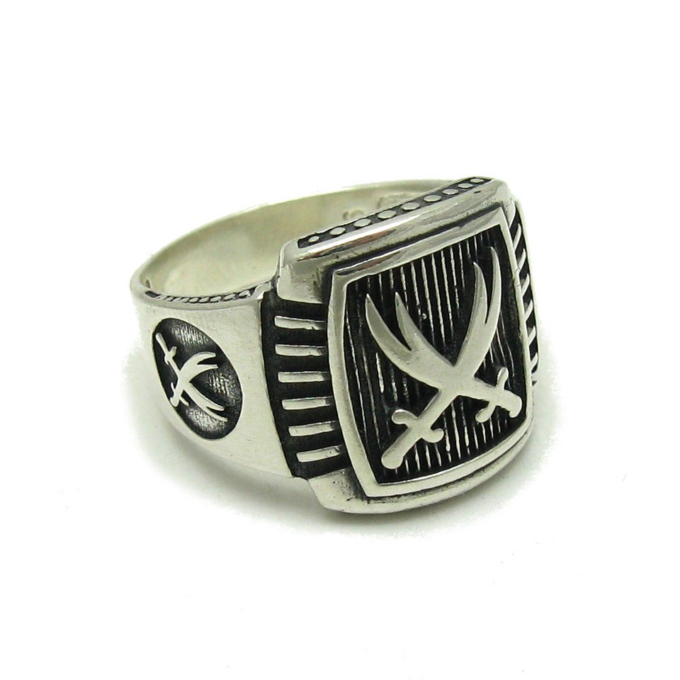 Sterling Silver Men's Ring Solid Stamped 925 Two Swords Handcrafted | eBay