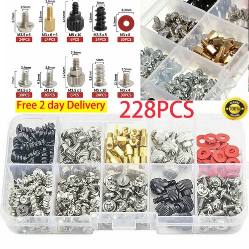 228Pcs PC Screw Standoff Kit For Computer Motherboard Case Fan Hard ...