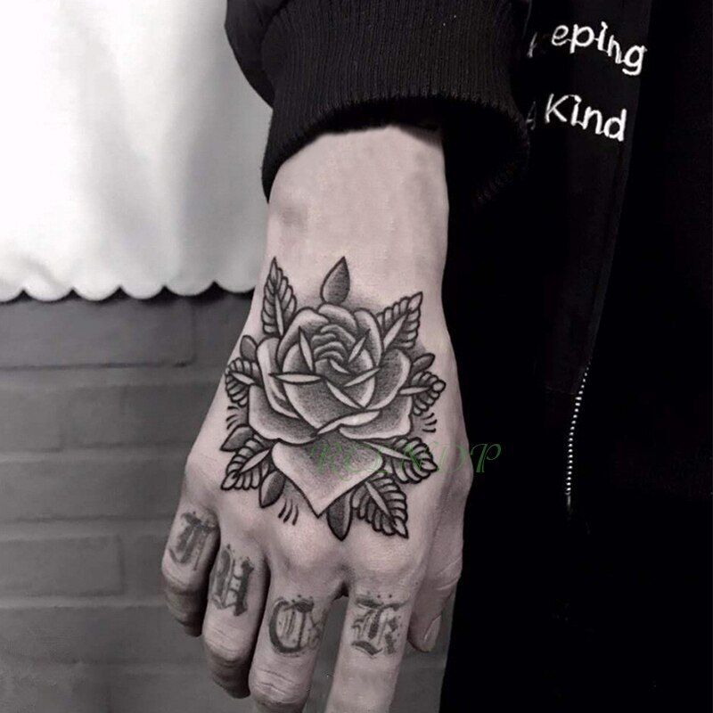 Black Rose Hand Tattoos