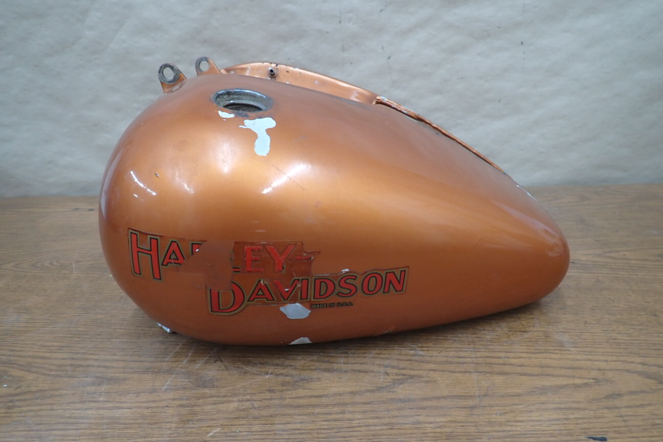 VINTAGE HARLEY DAVIDSON SHOVELHEAD GAS FUEL TANK SPLIT TANK ORANGE | eBay
