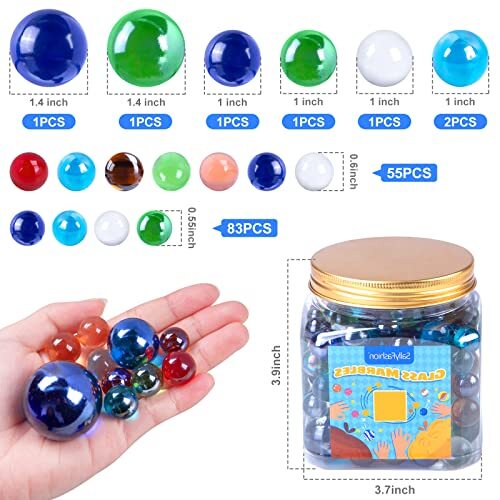 145PCS Colorful Marbles Bulk, Glass Marbles with Marble Jar Assorted ...