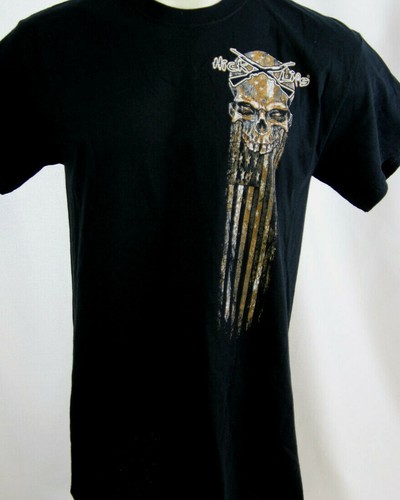 ADULT T SHIRT HICK LIFE USA FLAG FREEDOM RIFLES SKULL BLACK SIZE MED ...