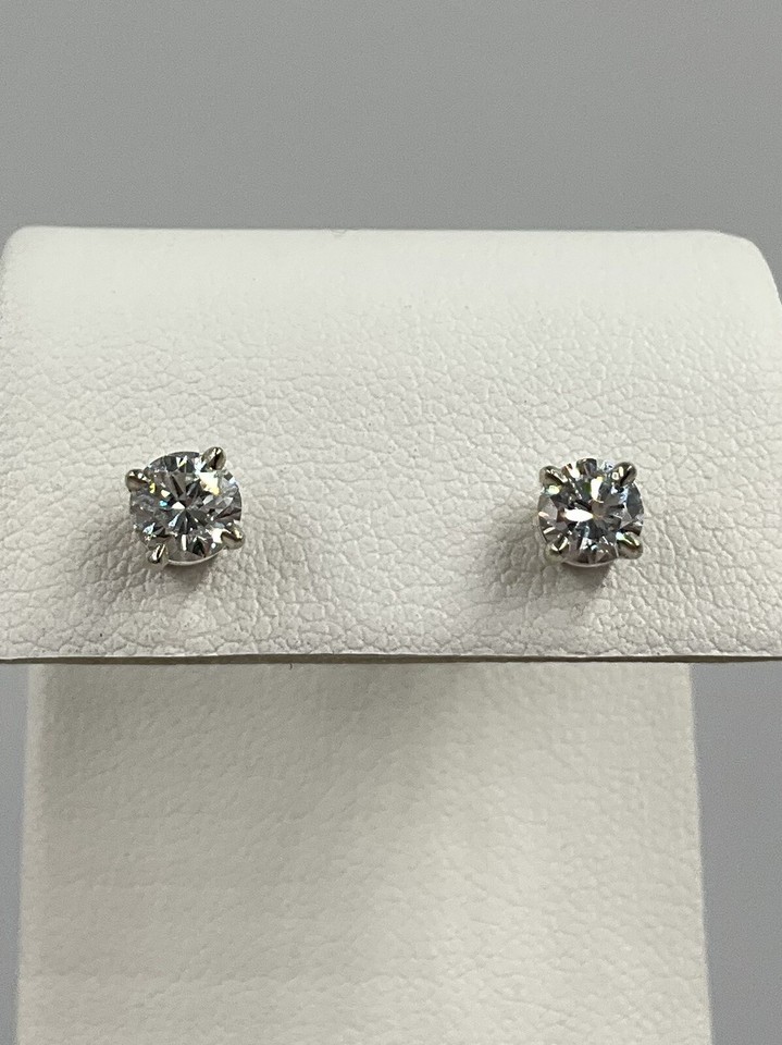 NEW STULLER 14K WHITE GOLD .82TCW NATURAL DIAMOND STUD SCREW BACK ...