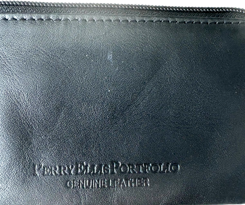 Perry Ellis Portfolio Men's Black Genuine Leather Credit Card/Coin Case ...