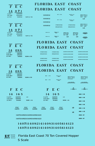 K4 S Scale Decals Florida East Coast FEC 70 Ton Covered Hopper Black | eBay