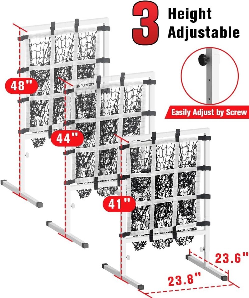 9-Hole Adjustable Baseball Pitching Net with Strike Zone and Target ...