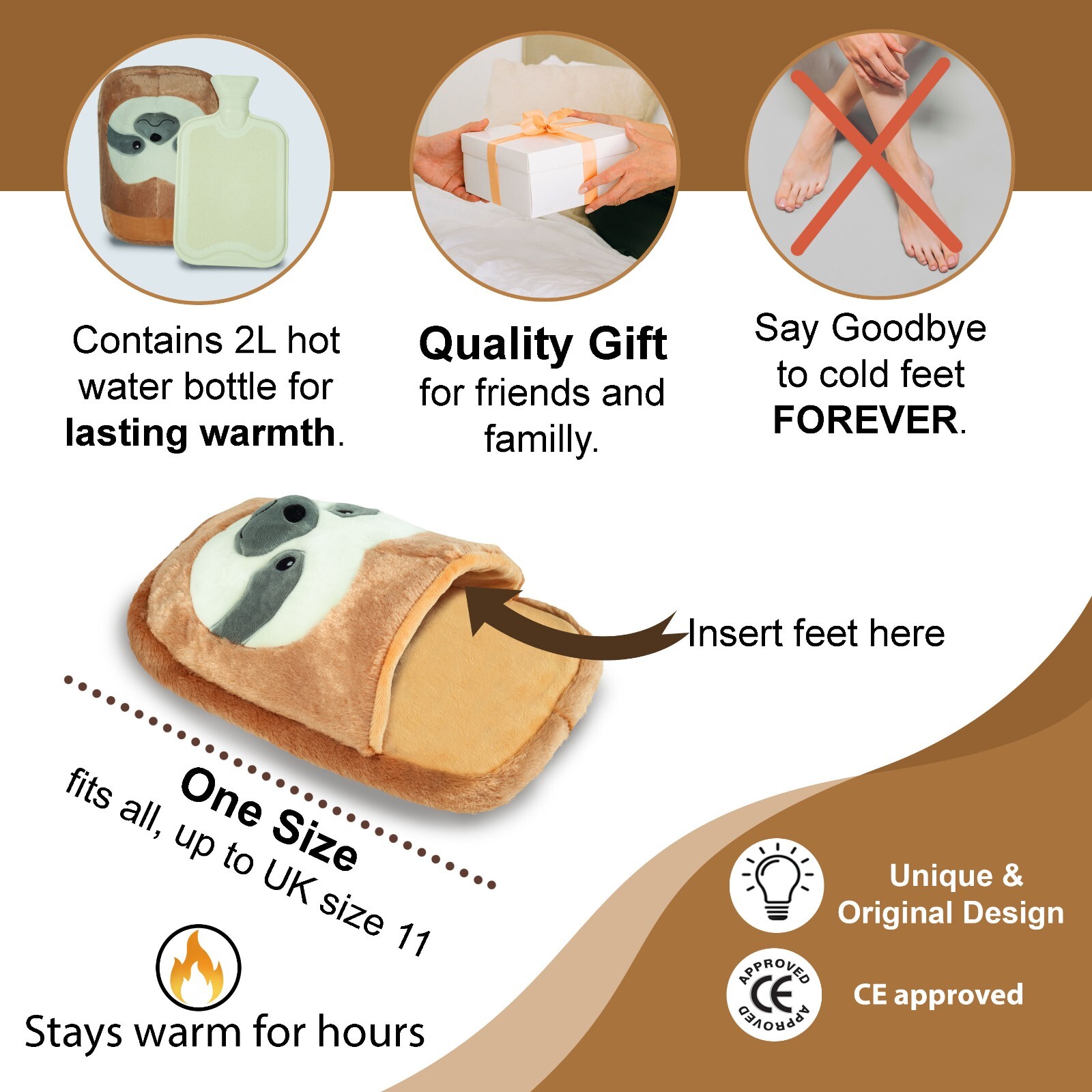 Sloth Heated Foot Warmer for Cold Feet - Foot Muff Hot Water Bottle | eBay