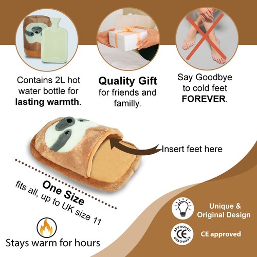 Sloth Heated Foot Warmer for Cold Feet - Foot Muff Hot Water Bottle ...