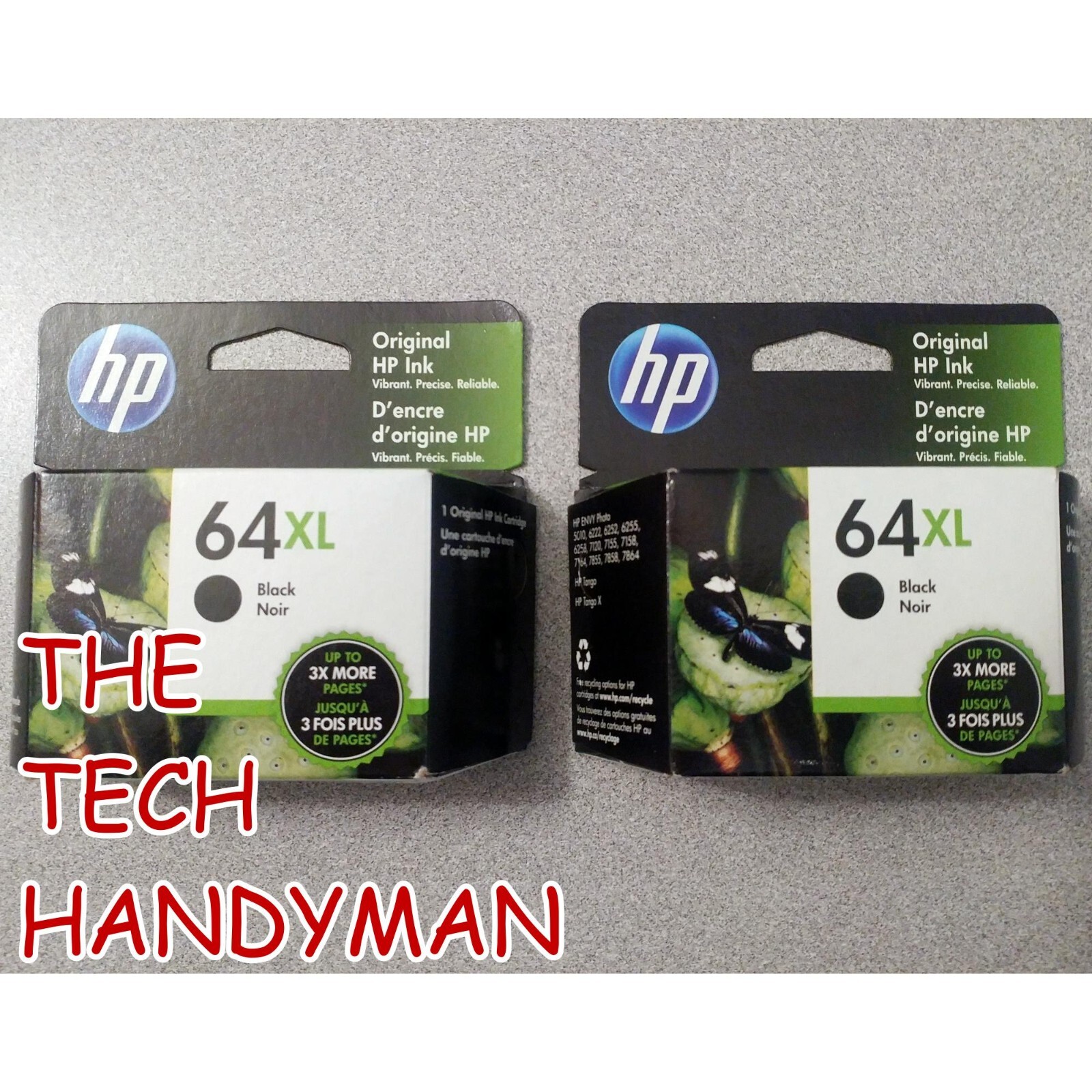 2-PACK HP GENUINE 64XL BLACK INK (RETAIL BOX) for the ENVY 7155 7158 ...