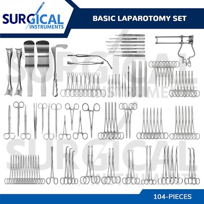 104 Pcs Basic Laparotomy Instruments Set Stainless Steel Surgical ...
