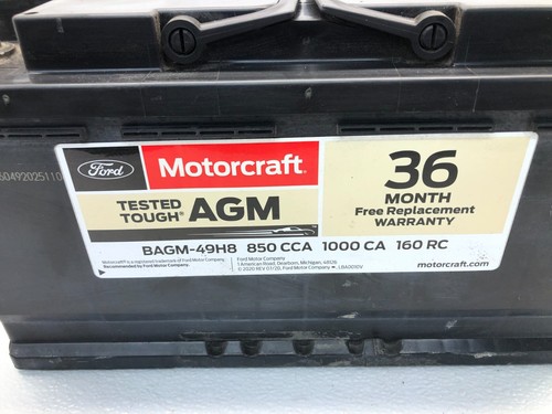 FORD MOTORCRAFT BAGM-49H8 H8 LN5 49 850 CCA 160RC 12 V AGM BATTERY | eBay