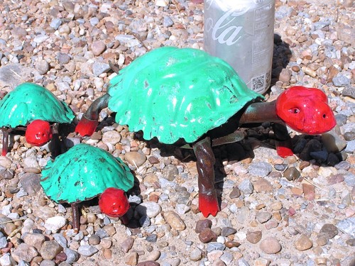 3 Metal Art Colorful Turtles, Junk Iron Art, HAND painted Garden Yard ...