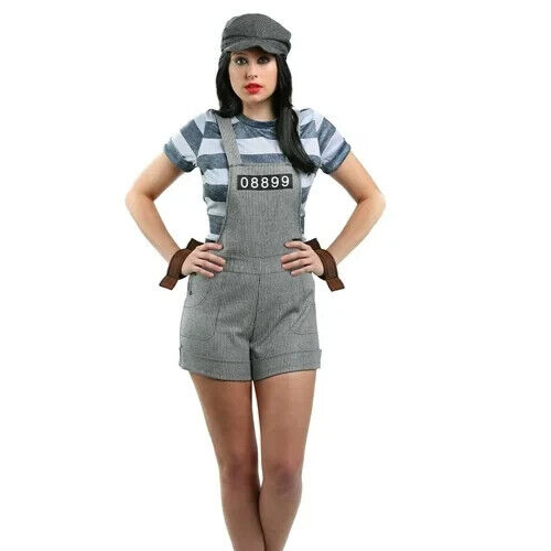 Women's Sexy Chain Gang Prisoner Inmate Convict Uniform Costume SIZE S ...