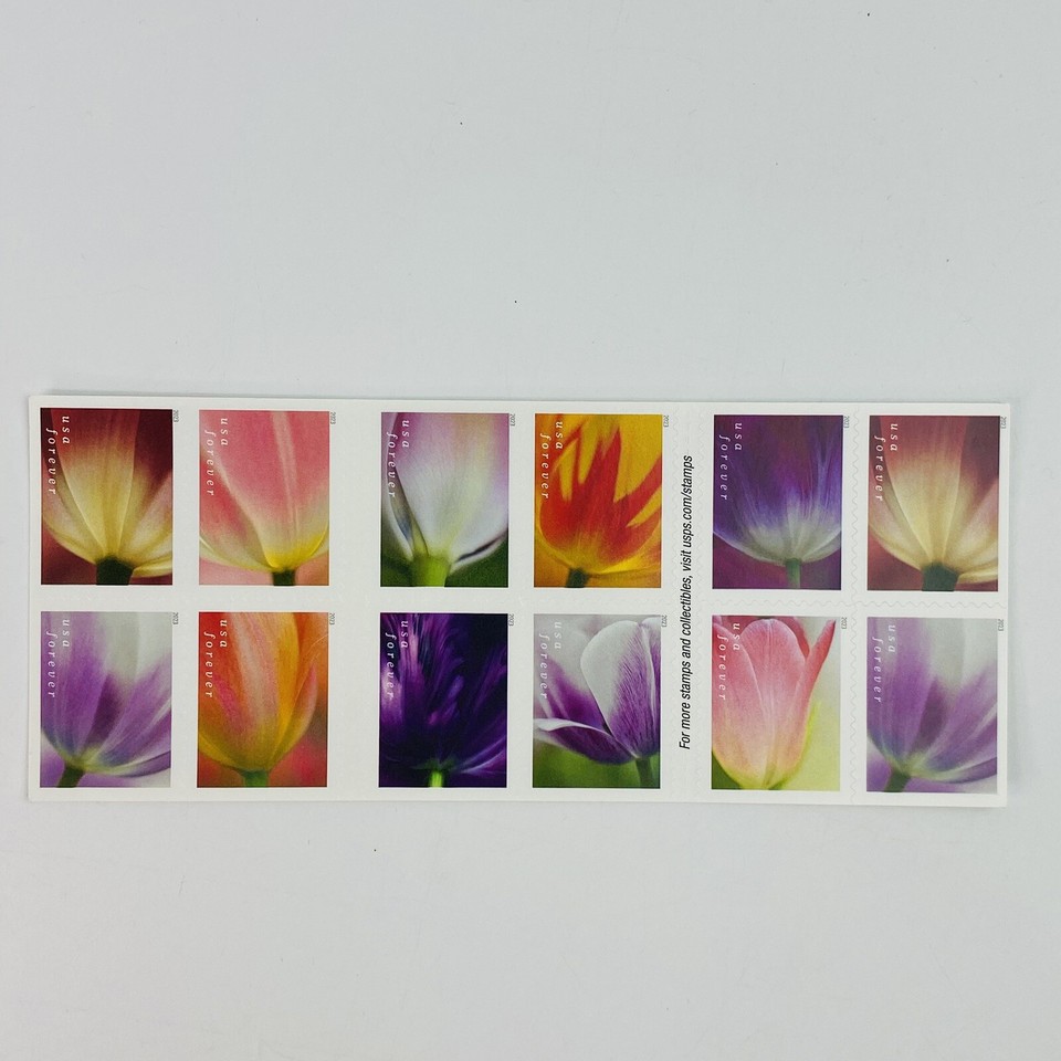 x20 Tulip Blossoms USPS First Class Forever Stamps Double Sided Booklet ...
