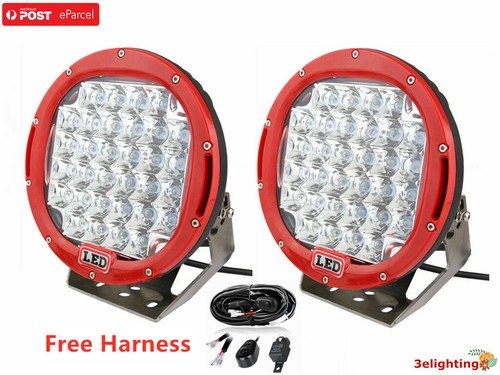 NEW Pair 9 inch OSRAM Round LED Driving Lights Spot RED OffRoad Truck ...