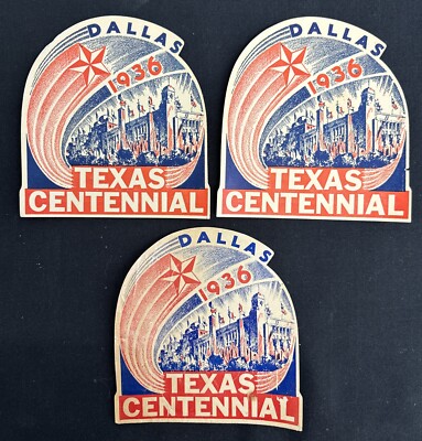 Vintage 1936 Texas Centennial Exposition Lot Of 3 Luggage Label Decal ...