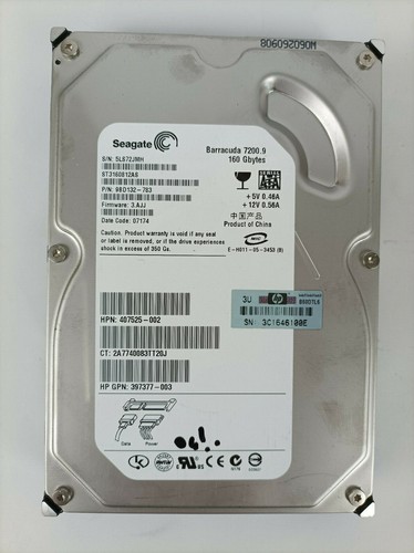 Seagate barracuda 7200.9 160gb ST3160812AS 3.AJJ 100387562 Hard Disk 3. ...