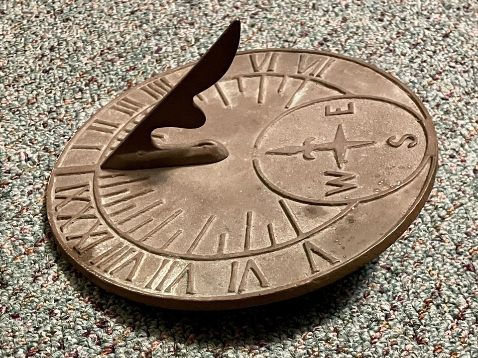 Replogle 7 1/2" Brass Sun Dial Sundial Roman Numerals Compass Garden ...