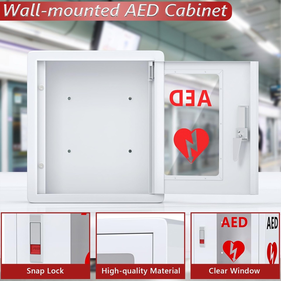Wall Mounted AED Defibrillator Cabinet, Metal Steel Plate Storage ...