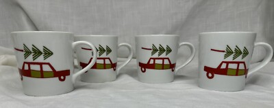 Set of 4 Crate & Barrel CHILD'S KIDS Cup/Mug Car & Christmas Tree Julia ...