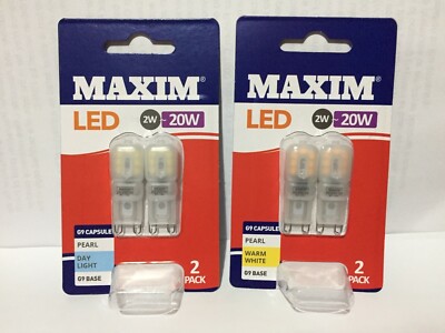 2x G9 MAXIM 2W=20W WARM WHITE DAY LIGHT LED CAPSULE 200 LM 25000HRS A+ ...