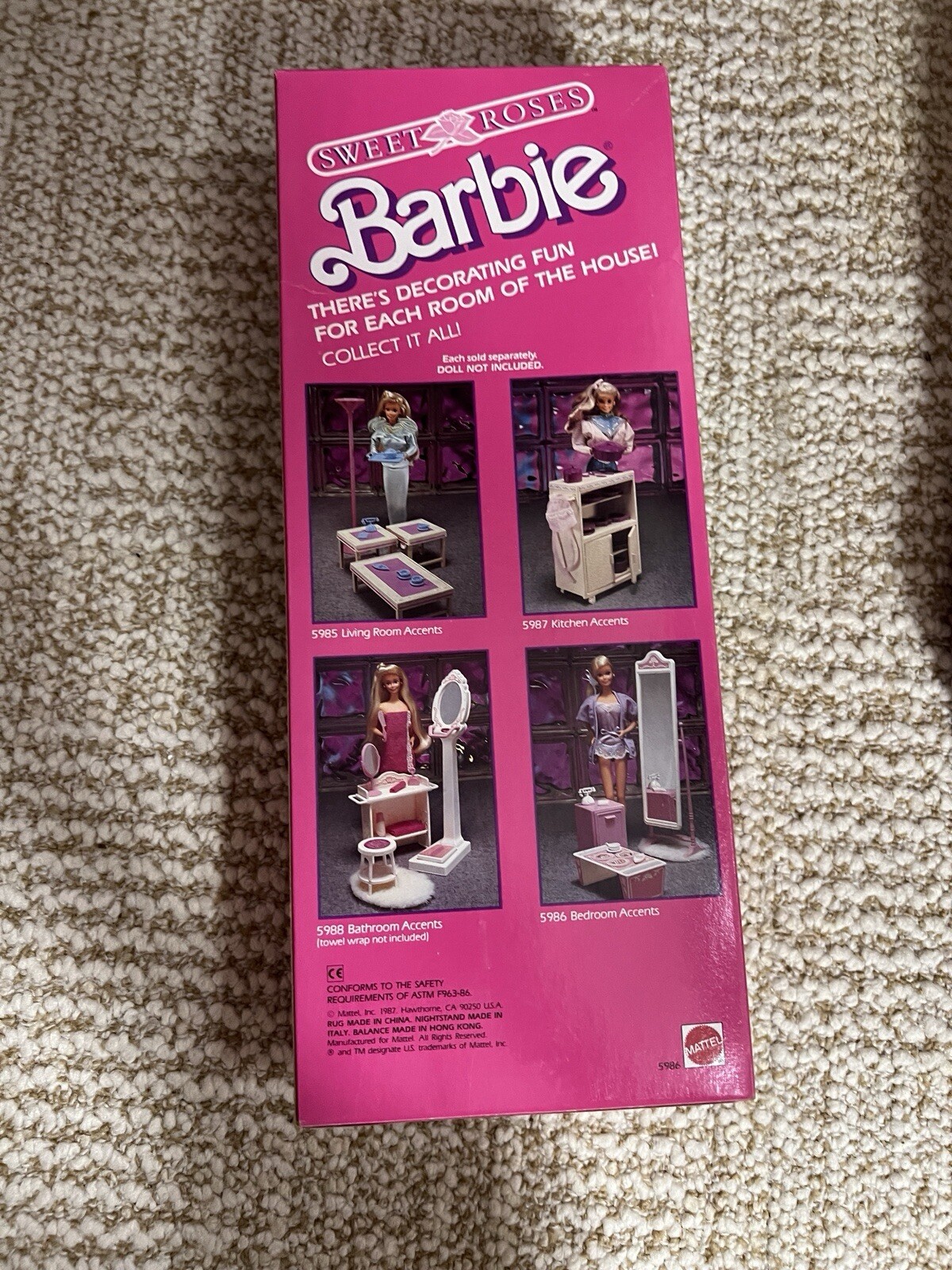 VINTAGE 1987 BARBIE SWEET ROSES DREAM HOUSE BEDROOM ACCENTS FURNITURE ...