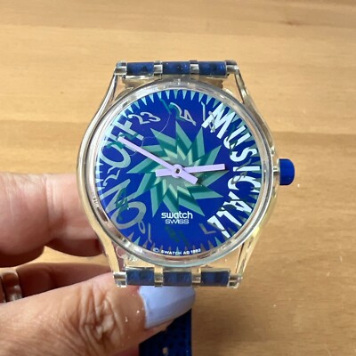 VINTAGE SWATCH MUSICALL TONE WATCH IN BLUE SLK100 1993 Jean Michel ...