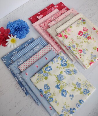 Hollyhocks & Roses by Anne Sutton of Bunny Hill Moda Fabrics 14 fat ...