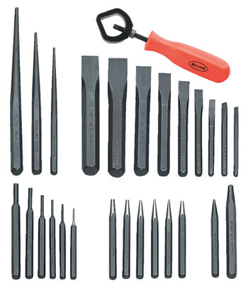 27pc Punch & Cold Chisel Set In Pouch w/Chisel Holder. Williams USA # ...