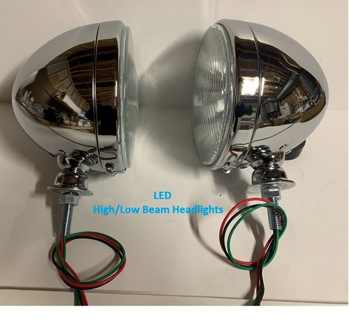 7" LED High/Low Beam Chrome Headlights Hot Rod Rat Rod 12V MD-3 | eBay
