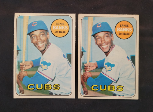 2 CARDS LOT O-PEE-CHEE 1969 ERNIE BANKS #20 CHICAGO CUBS MLB BASEBALL ...