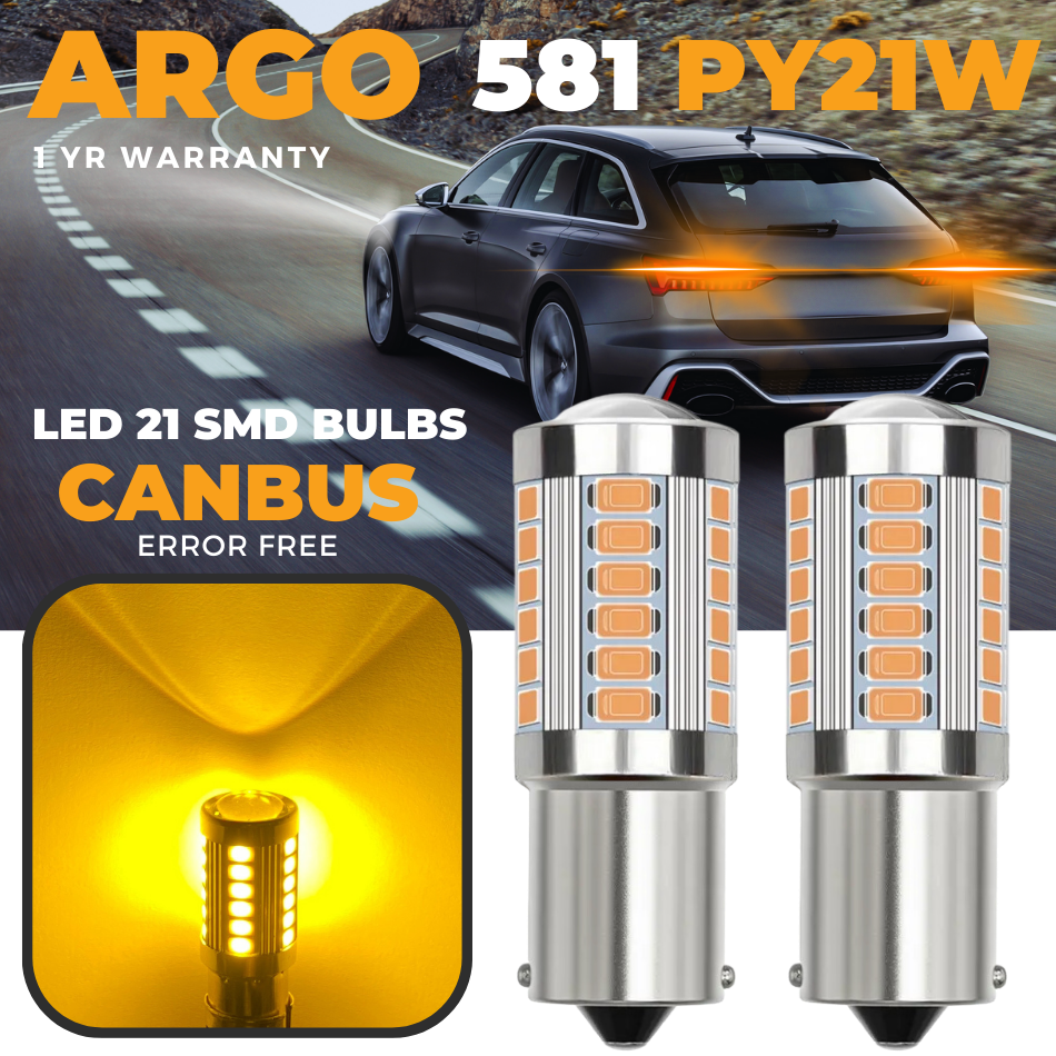 581 Bau15s Py21w Led Indicator Amber Canbus Light Bulbs Signal 1156 Car ...