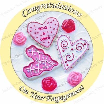 Personalised Engagement Congratulations Round Edible Icing Party Cake ...