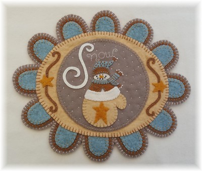 PATTERN!~*Warm Woolen Mitten*~Winter Snowman Penny Rug/Table Mat ...
