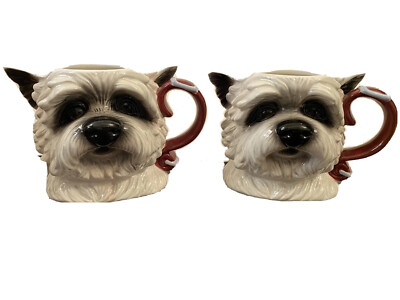 2 BIG SKY CANINE DOG CERAMIC JAVA PUPPY MUG CUPS TERRIER BY PHYLLIS ...