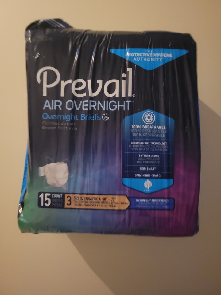PREVAIL Air Overnight Briefs Tab Size 3 Overnight Absorbency 15 count ...