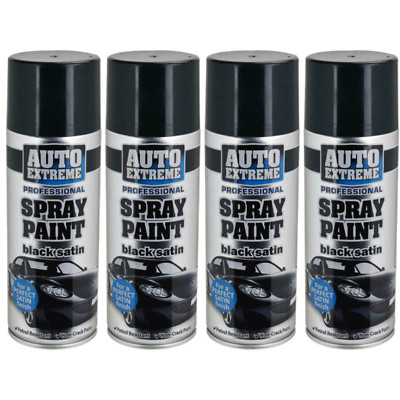 4x Auto Extreme Black Satin Spray Paint Auto Car Primer Wood Metal ...