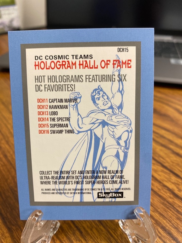1993 DC Comics Hologram Hall of Fame Superman Insert Chase Card DCH15 ...
