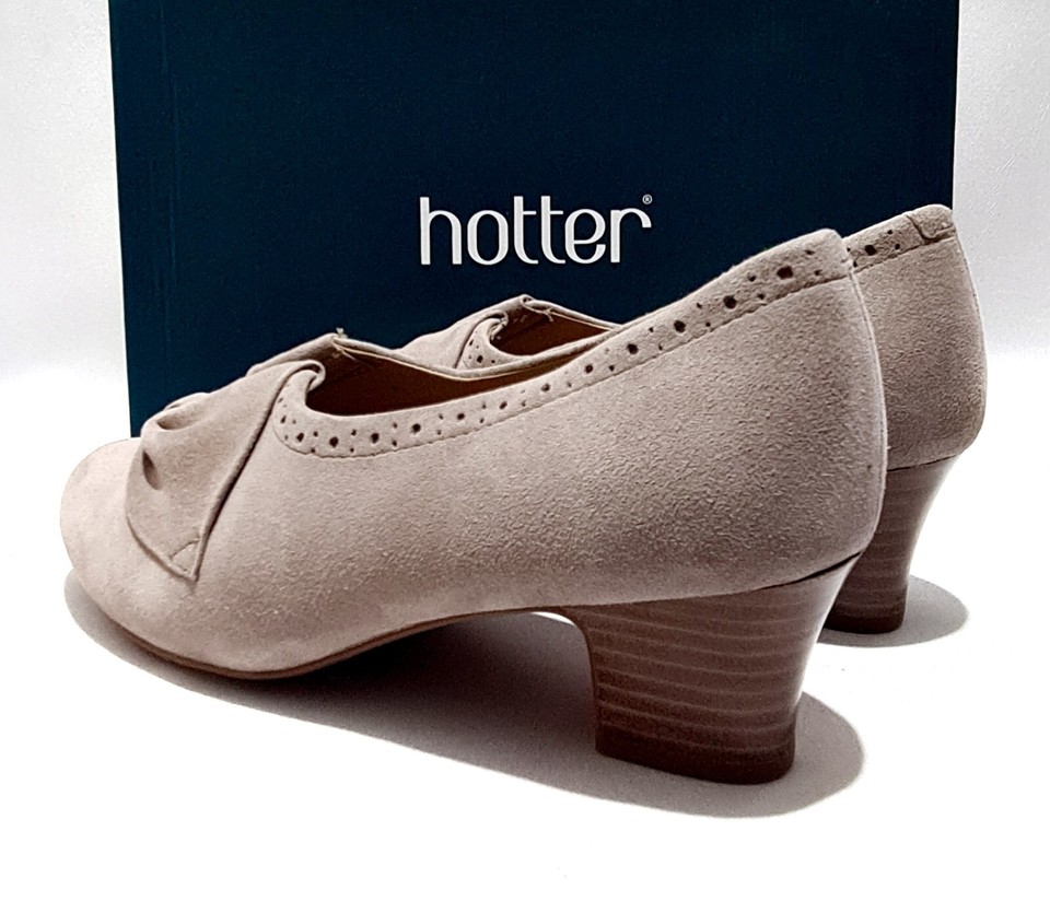 Hotter Donna Shoes Size 8 UK Truffle Brogue Suede Court Shoes Kitten ...