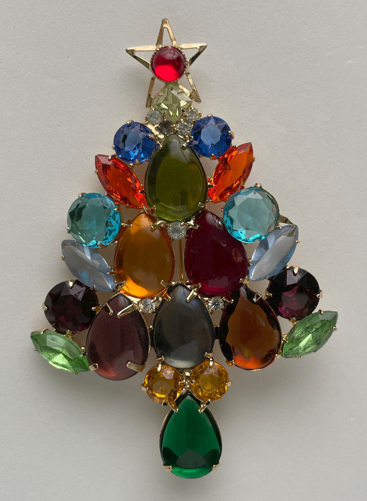 VINTAGE CHRISTMAS TREE PIN BROOCH GALE AND FRIENDS GL… - Gem