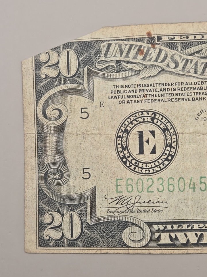 1934A Twenty $20 Dollar Federal Reserve Note E Richmond, VA | eBay